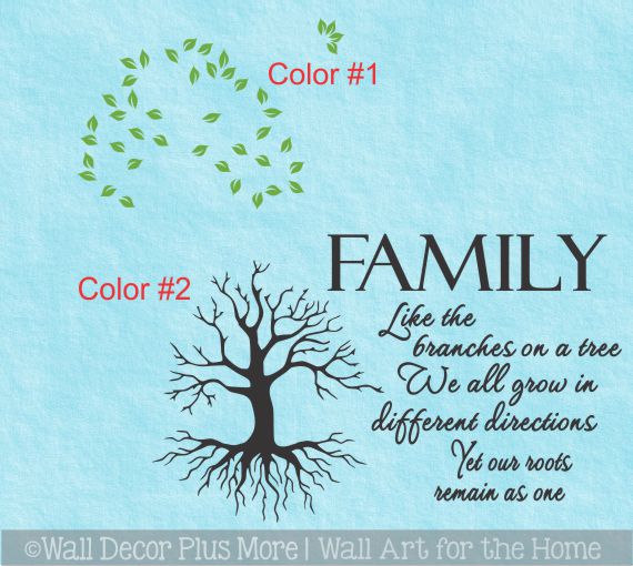 Family Quote, Like Branches on a Tree, Wall Art Vinyl Decal