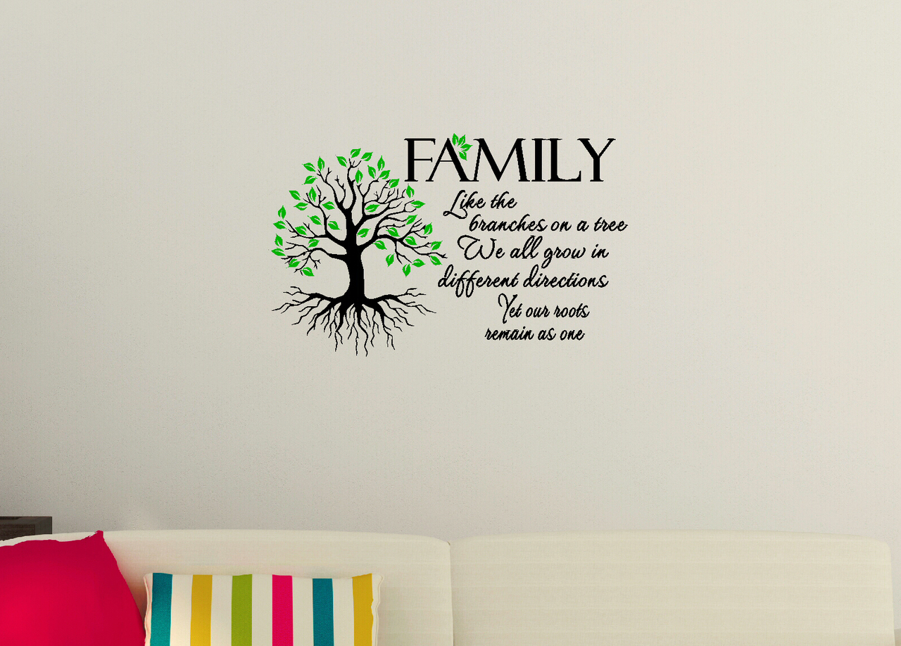 Family Quote, Like Branches on a Tree, Wall Art Vinyl Decal