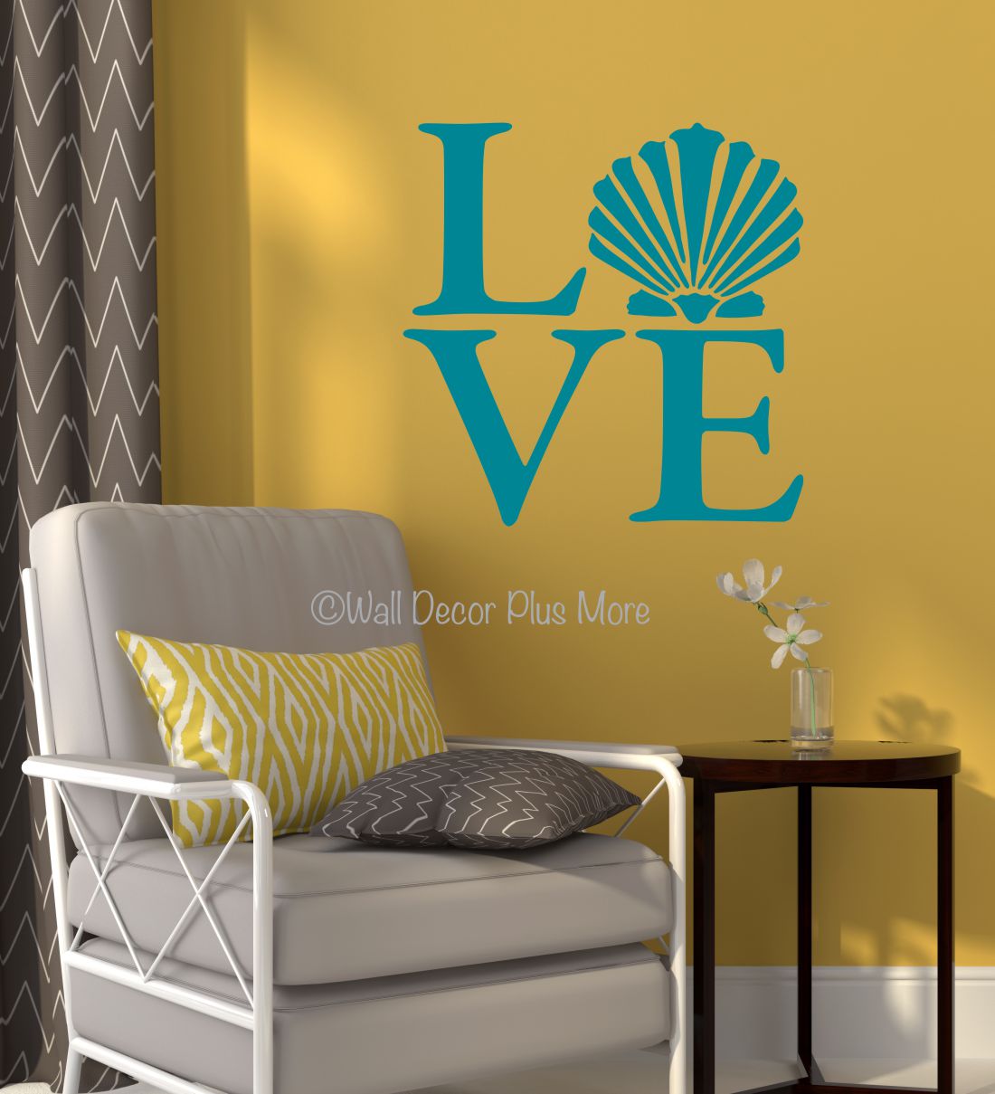 Love with Clam Shell Wall Decals Sticker Beach Wall Words