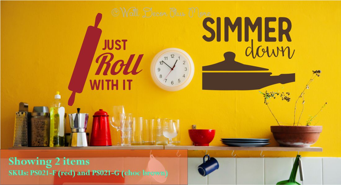 Just Roll with It with Rolling Pin Kitchen Quotes Wall Decals Sticker