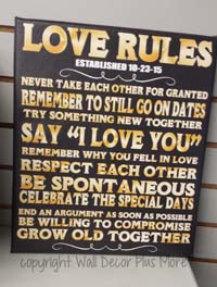 Love Rules Personalized Wedding Gift Date Canvas Print Wall Art