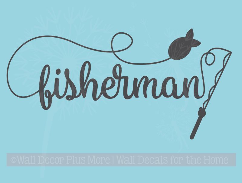 Fisherman Car Window Decals Vinyl Sticker Fishing Pole and Fish on Line