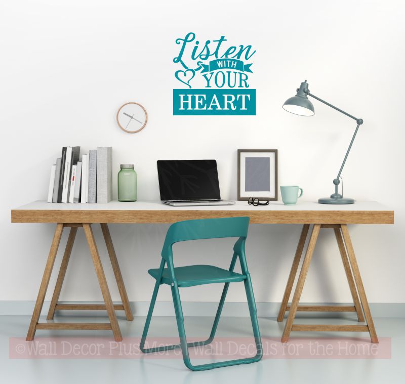 Listen With Your Heart Inspirational Wall Art Decal Word Art For Walls
