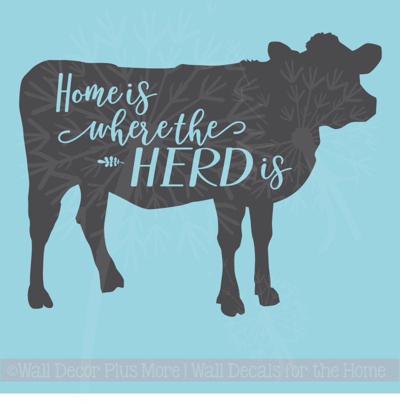 Home Herd Vinyl Decals Wall Art StickersÂ Quote Cattle Room Decor Stencils