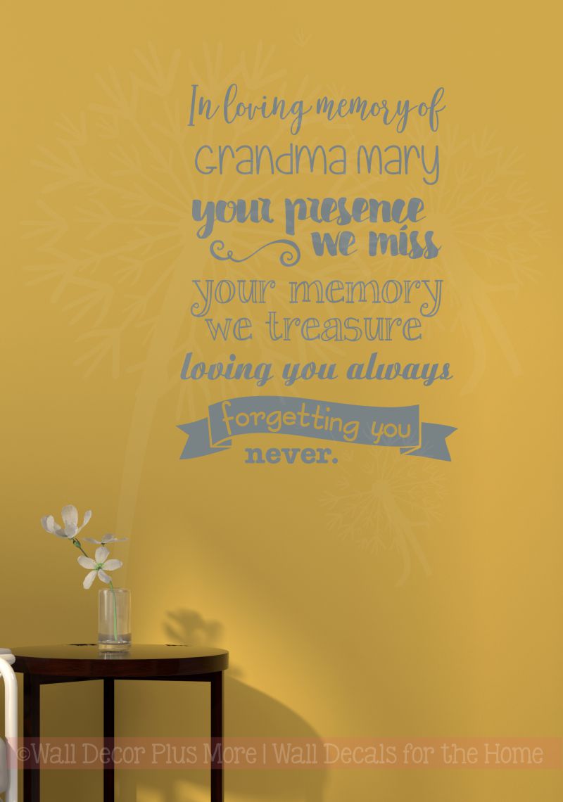 In Loving Memory Forgetting You Never Memorial Wall Decals Vinyl ...