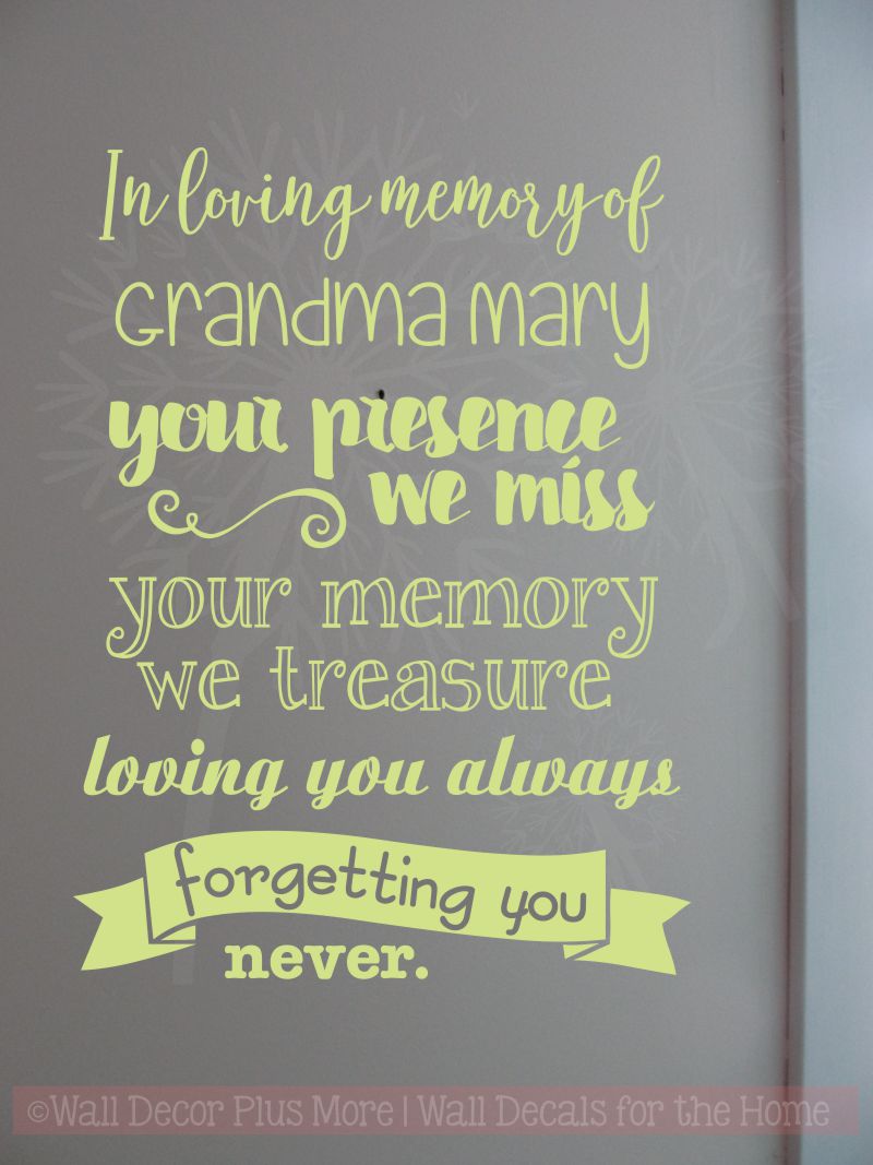 In Loving Memory Forgetting You Never Memorial Wall Decals Vinyl ...