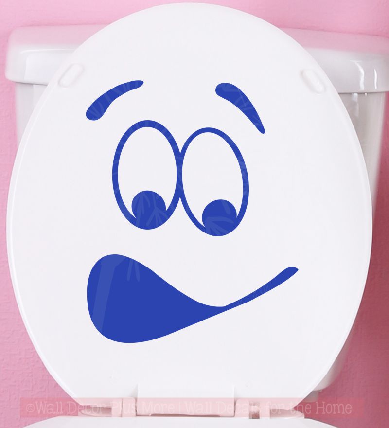 Toilet Face Vinyl Decals Fun Bathroom Sticker Art for Toilet Seat Decor