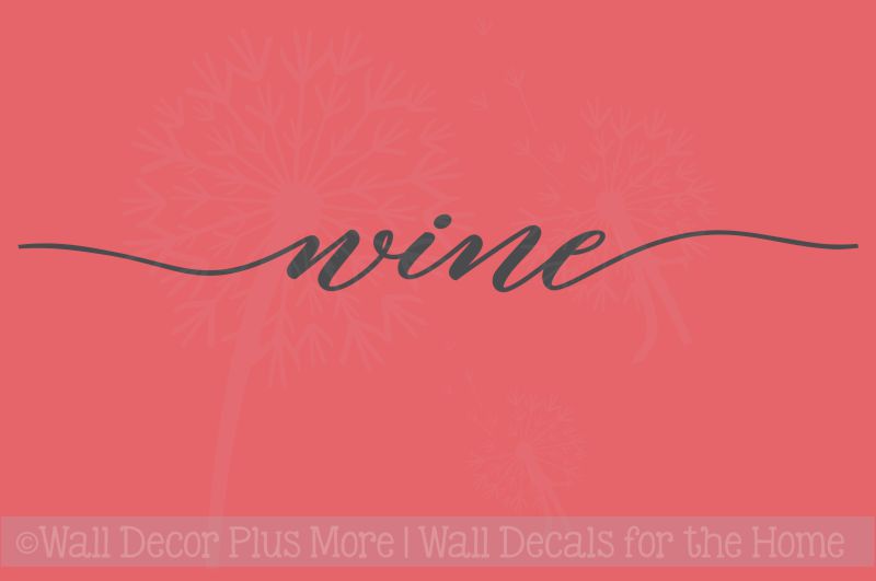 Wine Cursive Wall Sticker Decals Vinyl Lettering Art Kitchen Home Decor