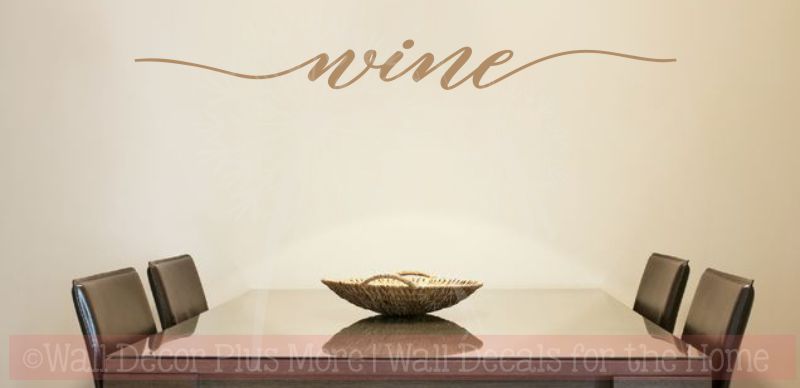 Wine Cursive Wall Sticker Decals Vinyl Lettering Art Kitchen Home Decor