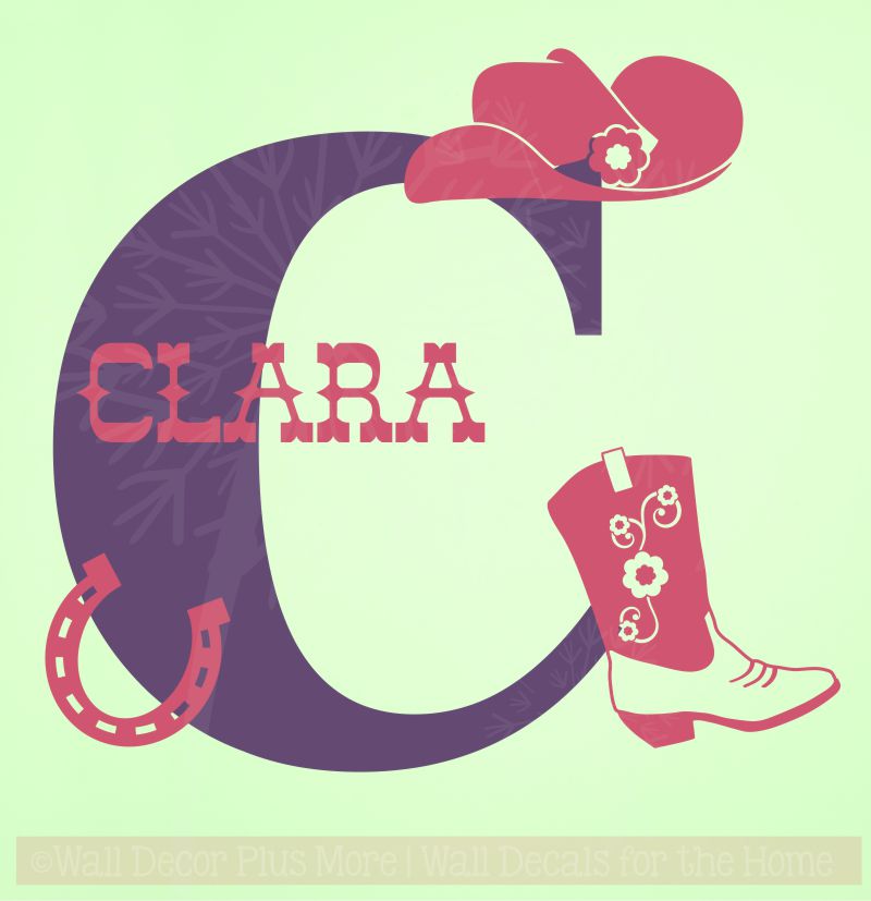 Western Monogram Name Set Vinyl Letters Art Wall Decals Bedroom Decor