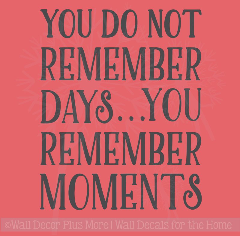 Do Not Remember Days, Moments Vinyl Letters Family Wall Decals Stickers