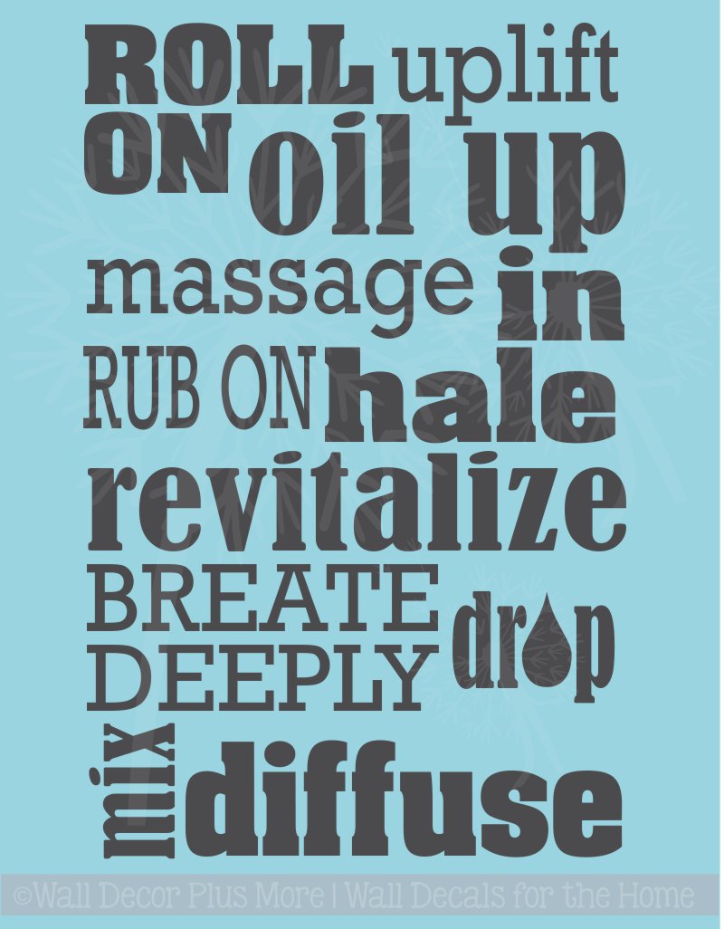 Roll On Uses Oil Subway Art Vinyl Lettering Stickers Healthy Quote
