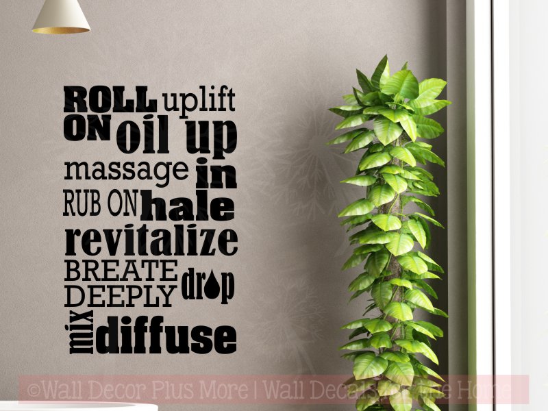 Roll On Uses Oil Subway Art Vinyl Lettering Stickers Healthy Quote