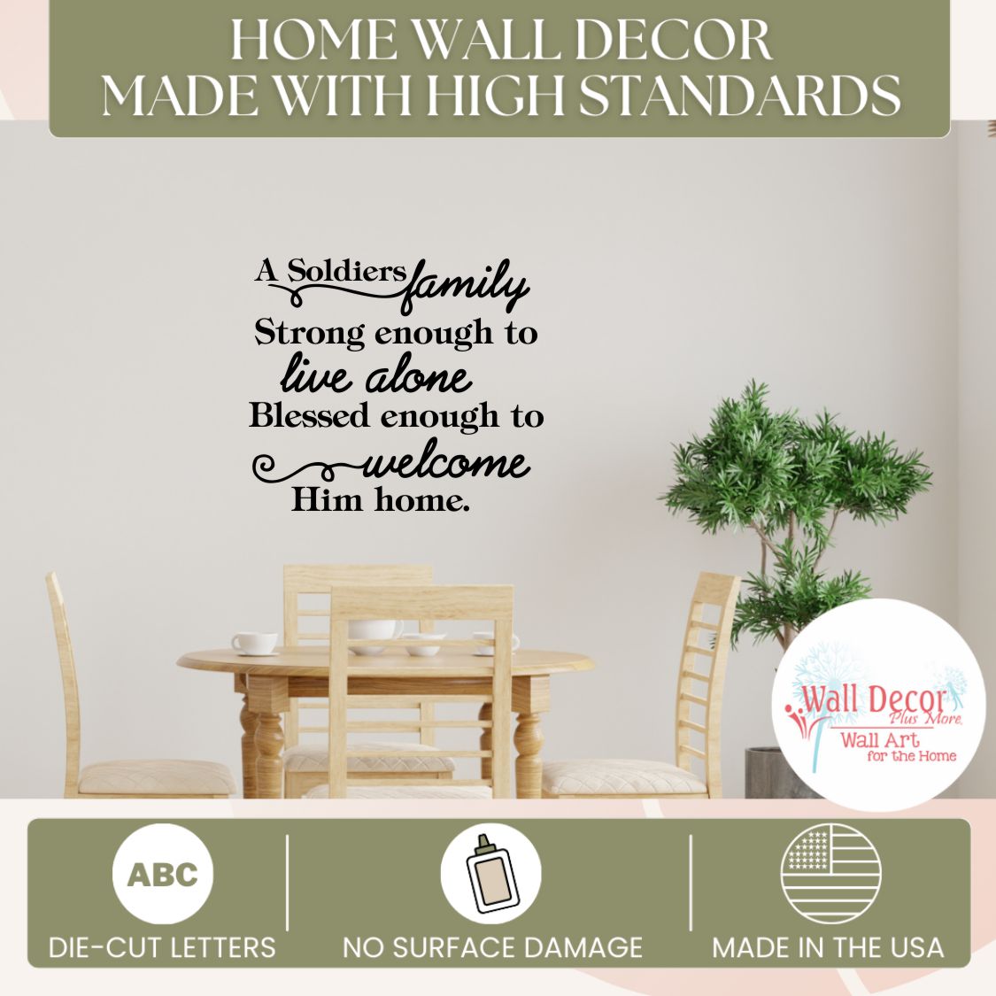 A Soldiers Family Vinyl Lettering Tile Wall Stickers Military Decals