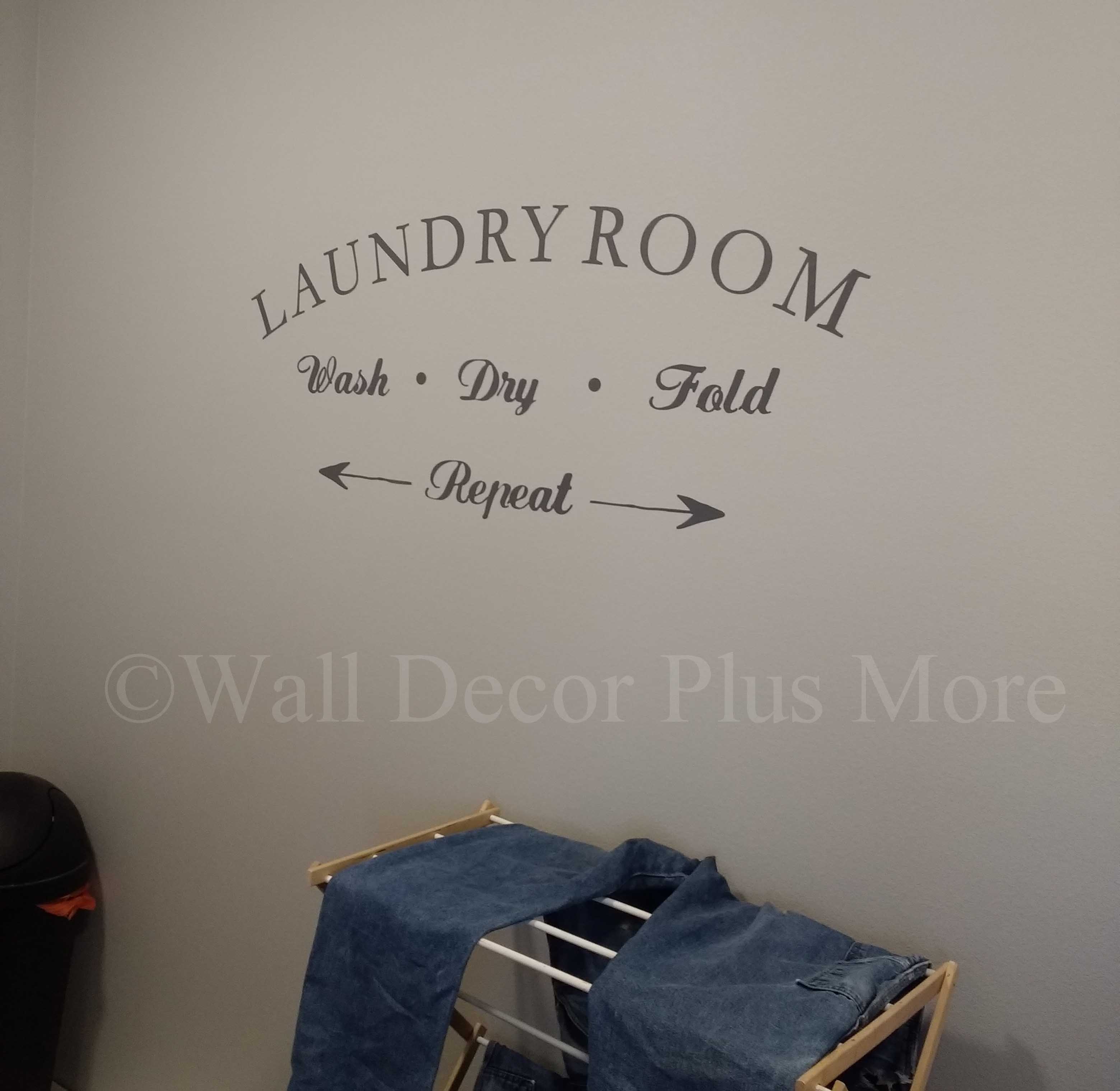 Laundry Room Wash Dry Fold Repeat Vinyl Lettering Decals Wall Decor