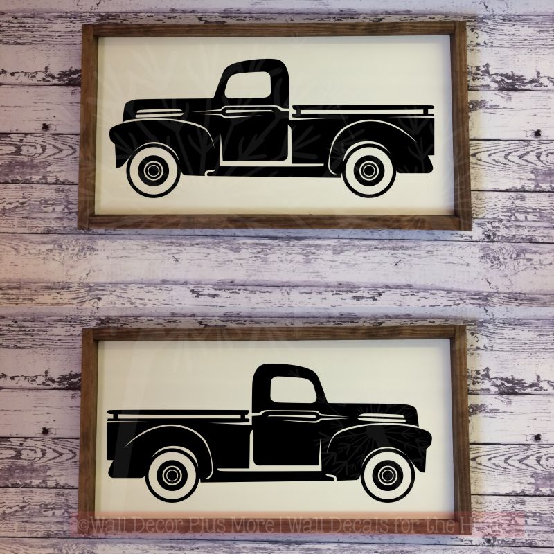 Rustic Vintage Trucks Set of 2 Vinyl Decals Old Pickup Farmhouse Style ...