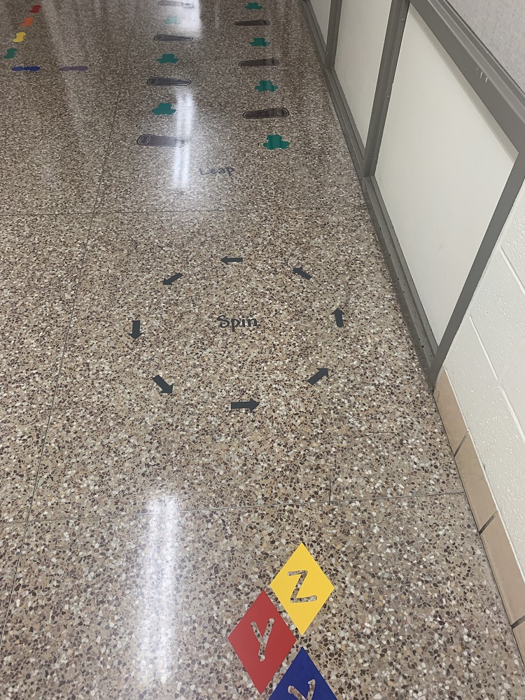 Sensory Path Floor Decal Stickers for School Hallway Spin Circle Arrows