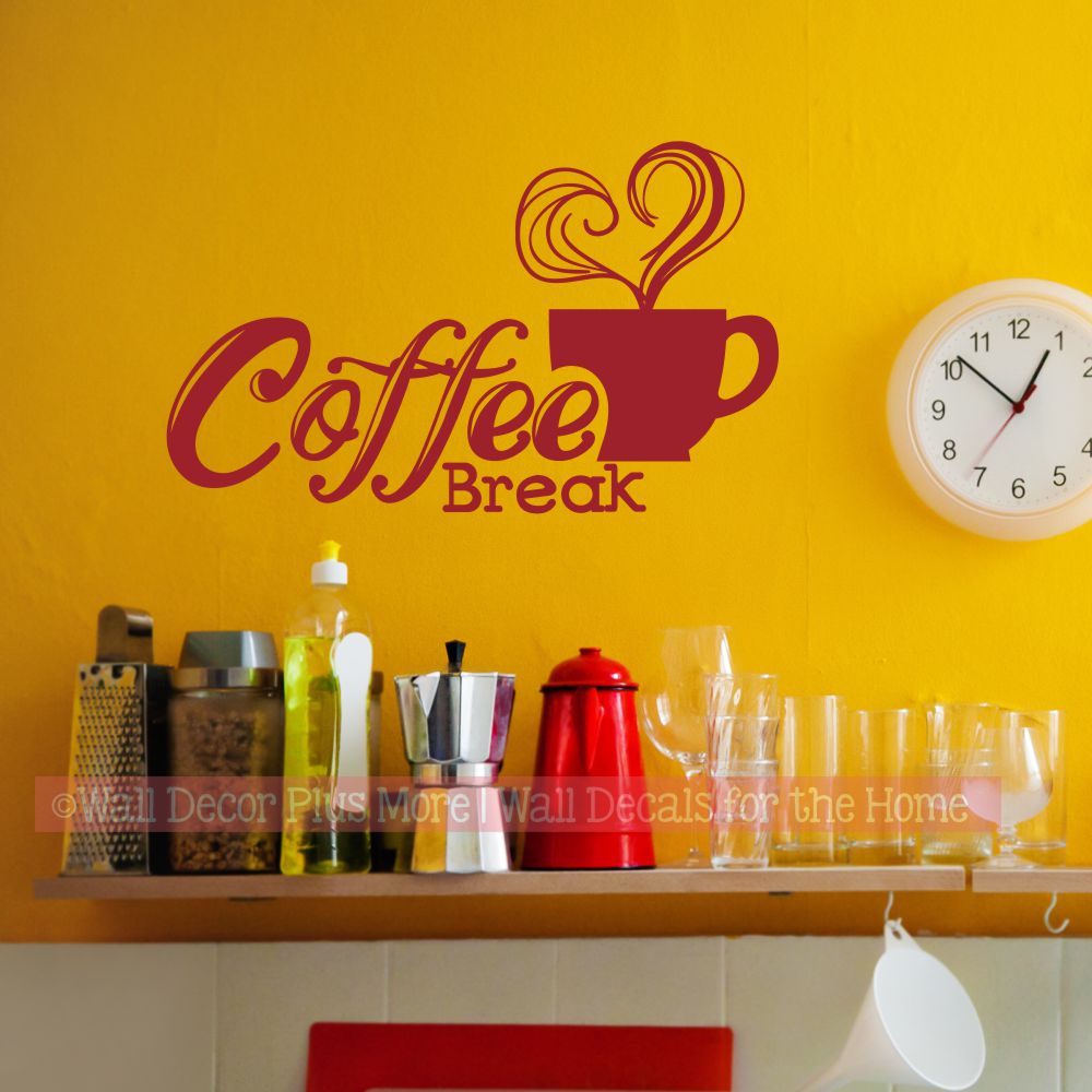 Kitchen Wall Decal Coffee Break Sticker Quotes Office Decor Art