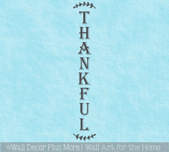 Decal Sticker for Tall Wood Sign Vertical Thankful Autumn Porch Decor