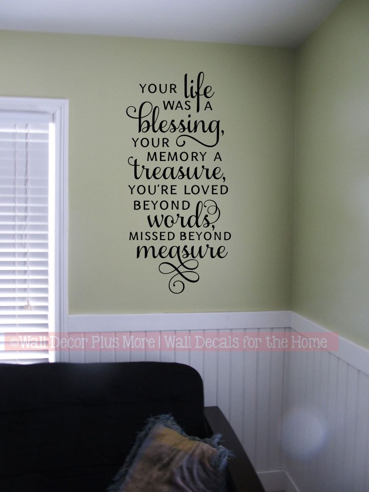 Memorial Wall Decor Sticker Quote Life Blessing Memory Treasure Missed