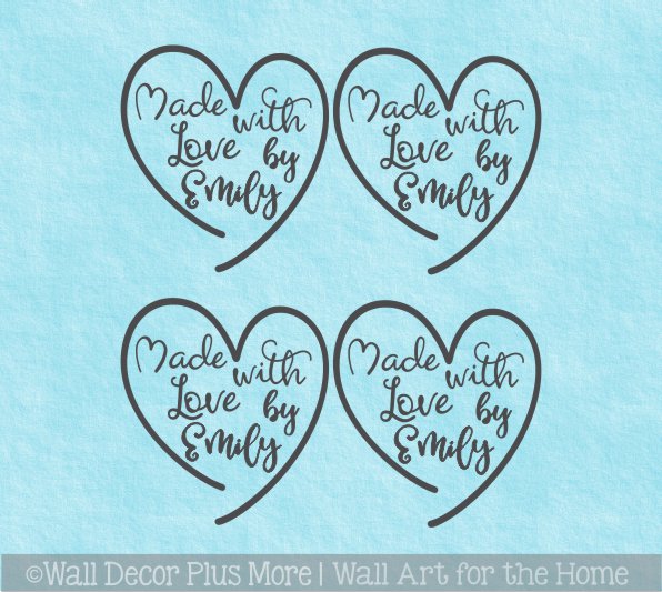 Custom Name Made with Love Decals - Personalize Your Kitchen Bowls
