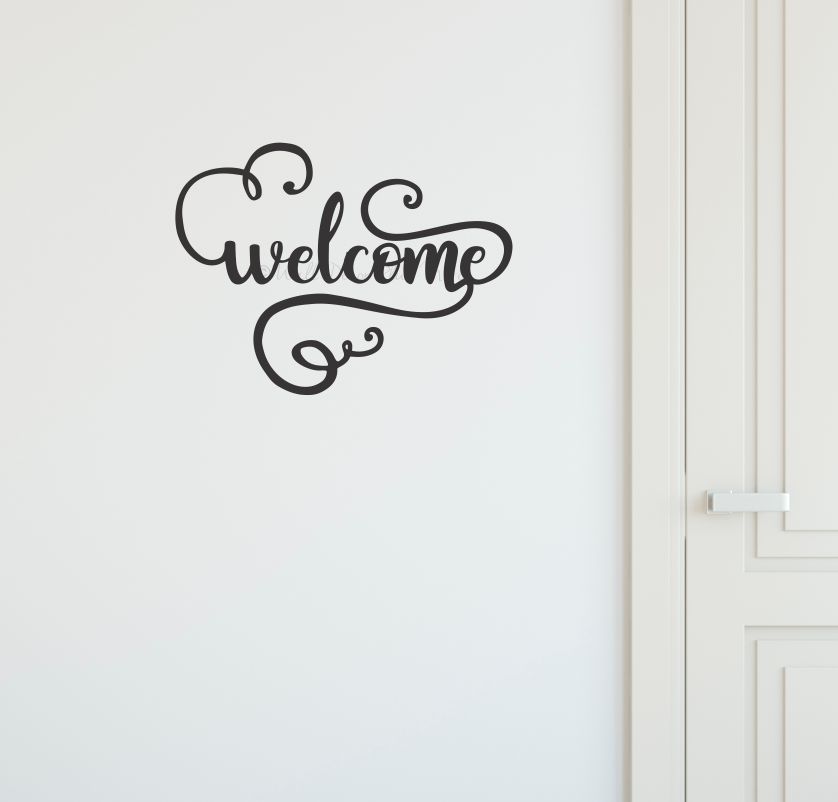 Vinyl Lettering Cursive Welcome Wall Art Decal for Front Door Decor