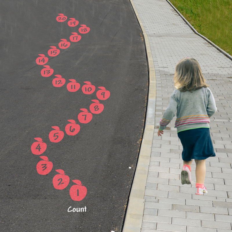 Apple Numbers Count 1-20 Sensory Path Stencils to Paint Pavement