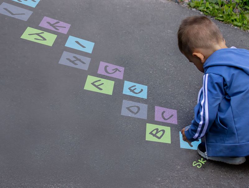 Alphabet Diamonds Sensory Path Stencils to Paint Outdoor Pavement