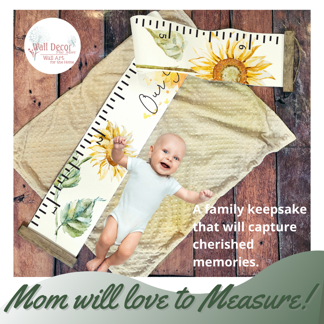 Canvas Sunflower Growth Chart Our Growing Family Milestone Height Ruler ...