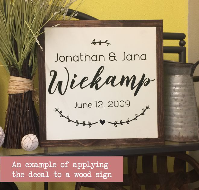 Customizable Wedding Decal – Personalized Names & Date Vinyl Sticker