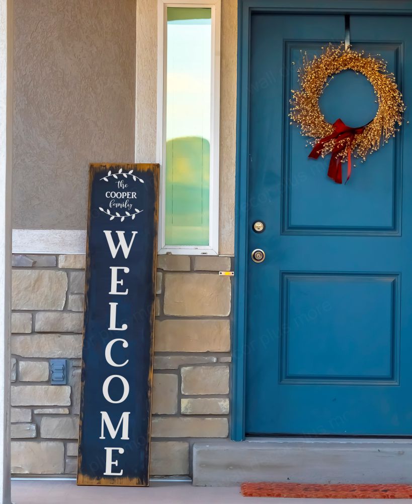 Family Name Welcome DIY Vertical Lettering Vinyl Decal Sticker for ...