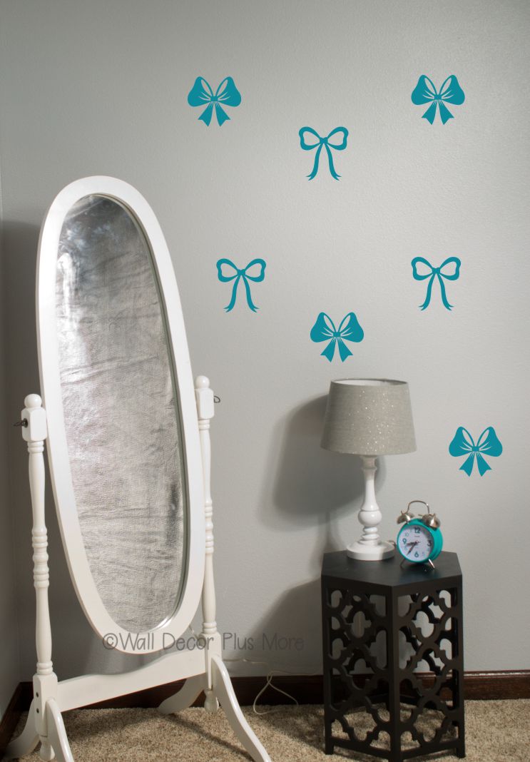 Bows and Ribbons Wall Art Decal Stickers, 5-Inch, 16pc, Colorful Home Decor