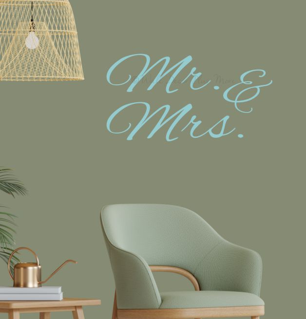 Mr. & Mrs. Wall Decal Sticker Wall Words for Master Bedroom or Wedding