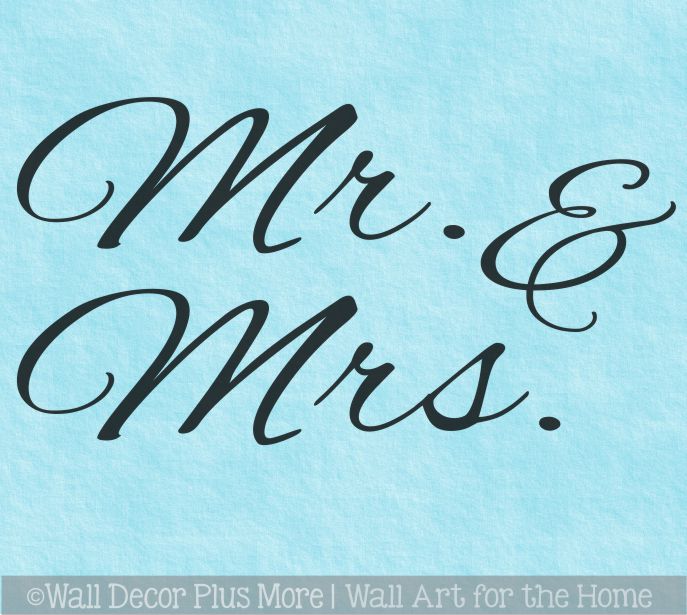 Mr. & Mrs. Wall Decal Sticker Wall Words for Master Bedroom or Wedding