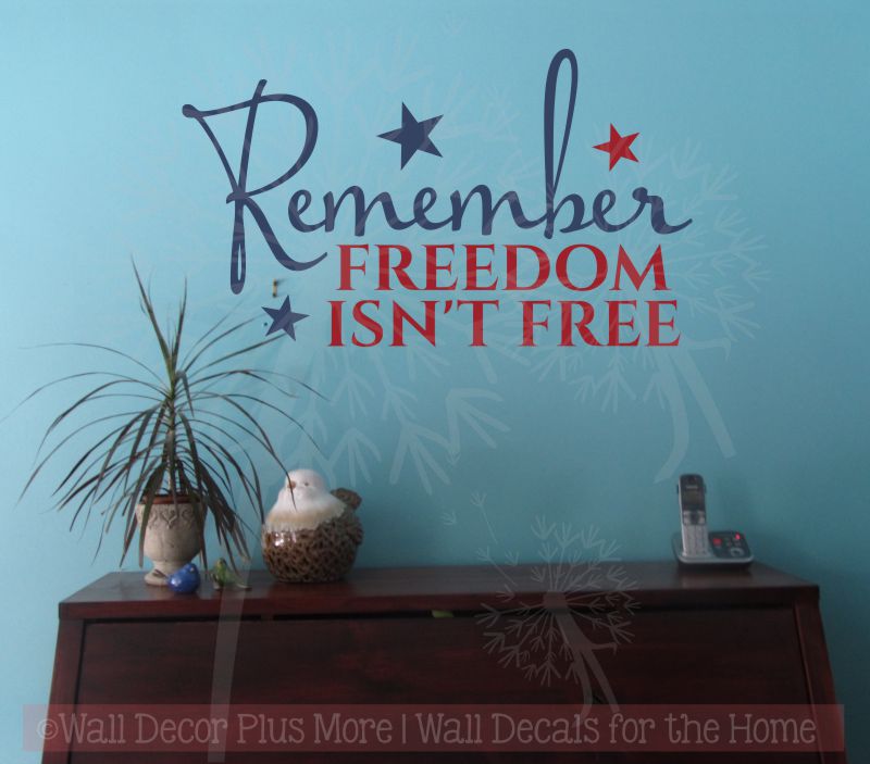 Remember Freedom Isn't Free Memorial Day Wall Decal Quote