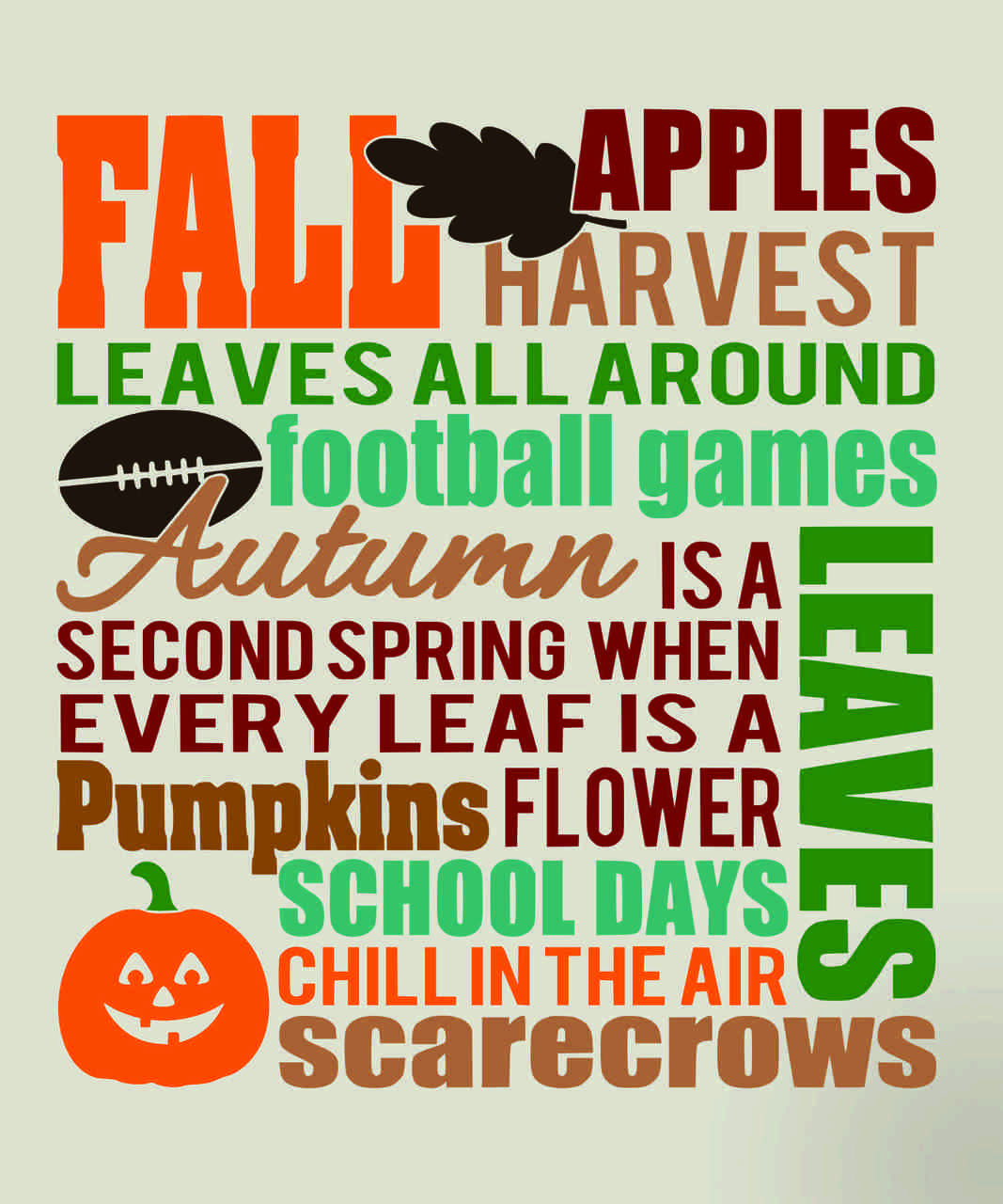 Fall Harvest Subway Art Printed Vinyl Decal Sticker