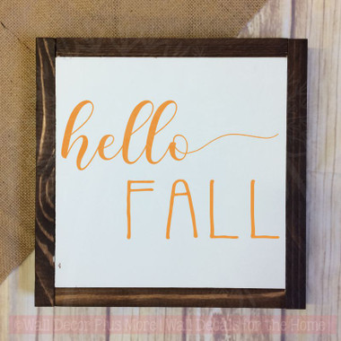 Hello Fall Vinyl Lettering Stickers Wall Art Decals Autumn Home Decor