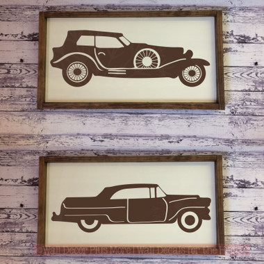 2 Old Cars Wall Art Stickers Rustic Vintage Farmhouse Style Decor Decals