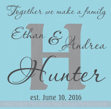 Custom Couples Commemorative Vinyl Decal Sticker Names Date