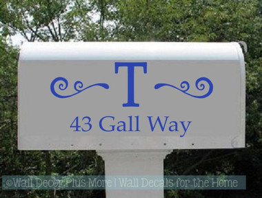Custom Mailbox Decals Lettering Monogram Swirl Address Stickers