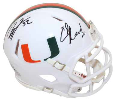 Ray Lewis & Ed Reed Autographed Miami Hurricanes Speed Mini Helmet