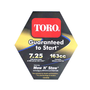 TORO 133-8105 - DECAL-SHROUD - Genuine Part
