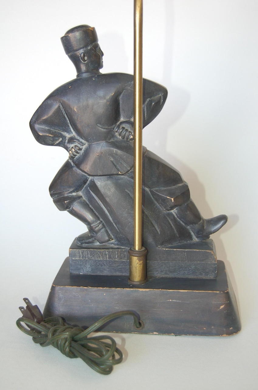 Hand Carved Wood Cossack Russian Dancer Table Lamp Signed Jascha ...