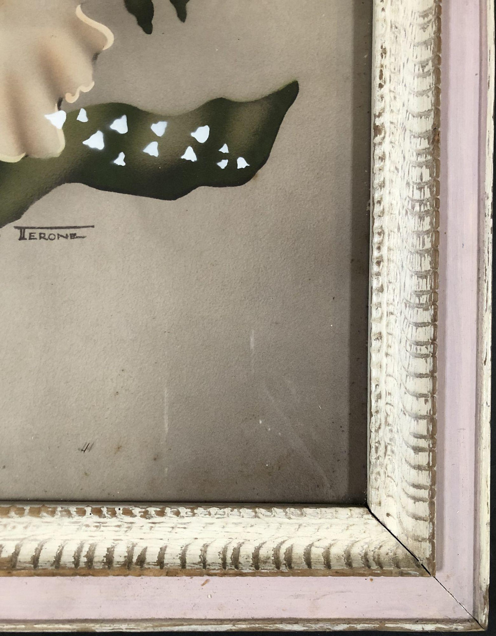 1940s Airbrushed Daffodil Flowers with Bow Still Life Painting by ...