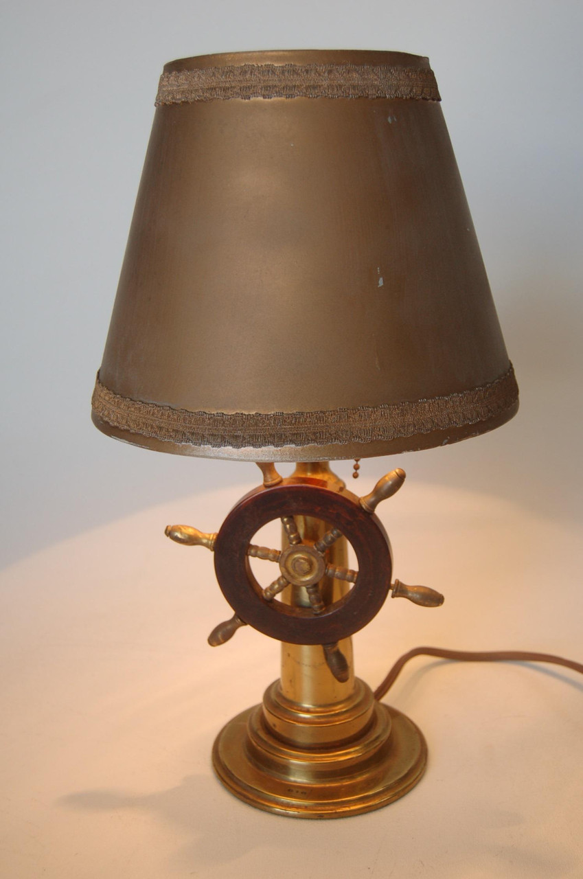 Nautical Brass and Bakelite Ships Wheel Helm Table Lamp - Harveys on ...