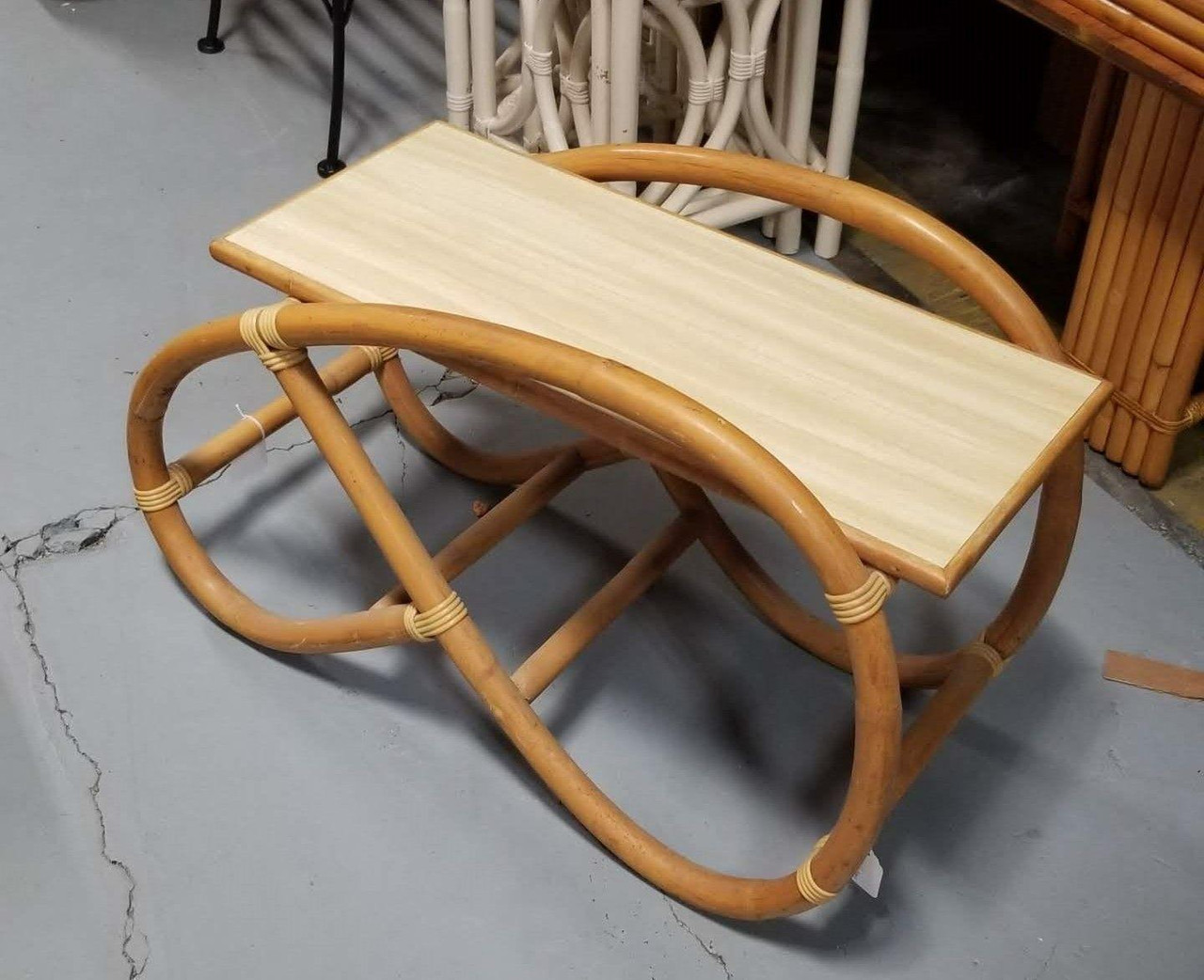 1950s Restored 3/4 Pretzel "Grasshopper" Rattan Two-Tier Side Table ...