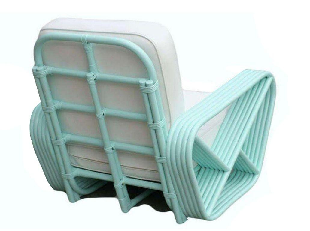 Restored 1940s Aqua Turquoise 5-Strand Square Pretzel Rattan Lounge ...