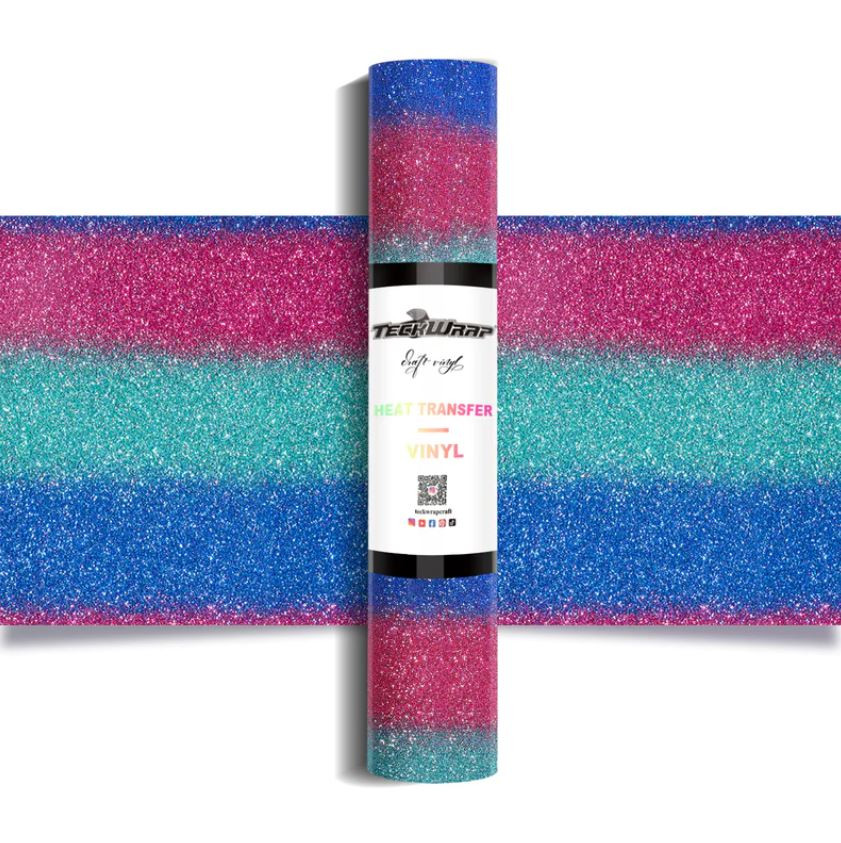 Ombre Glitter HTV - Rainbow Blue - Burntwood Solutions Limited