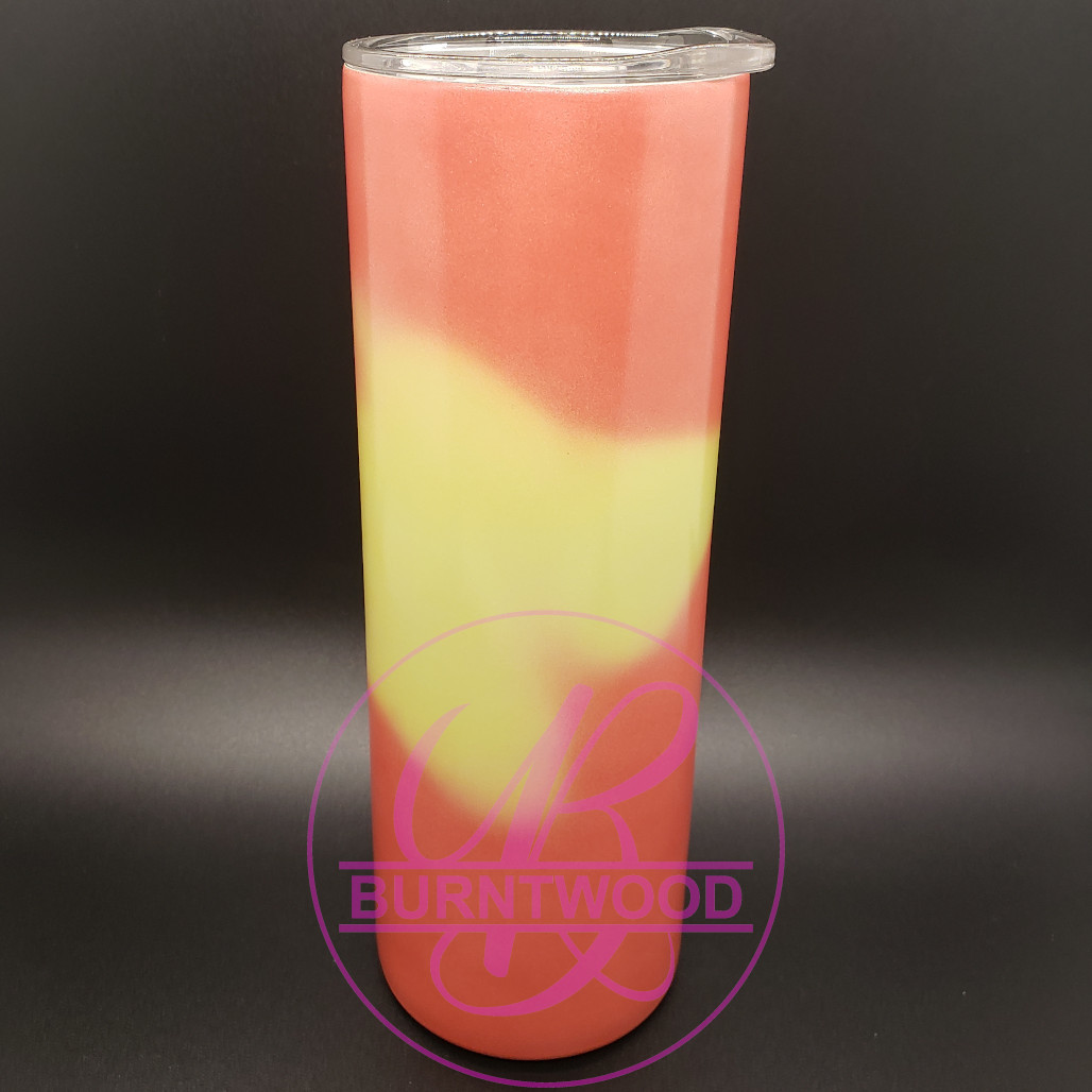 20oz Sublimation Tumbler, Temperature Change Orange to Yellow