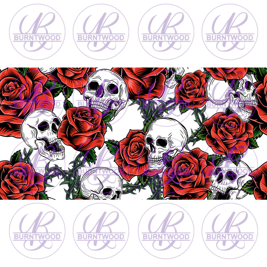 UV DTF 16oz Wrap - Skull & Roses 5947